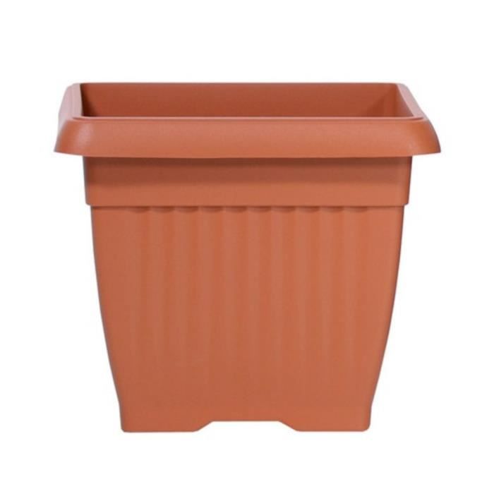 Pot de fleurs carré 7 L cache pot jardinière en plastique terre cuite ...