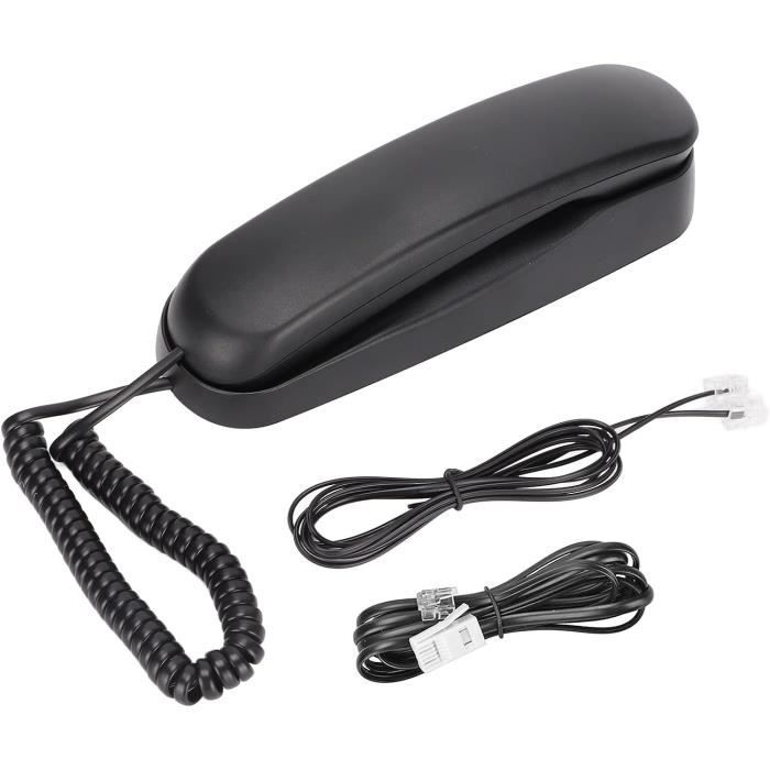 Téléphone Filaire Fixe Noir,Téléphone Fixe Mural Multifonctionnel ...