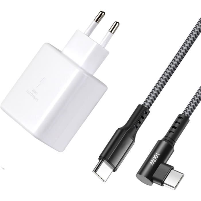 Chargeur Rapide Usb C,45W Secteur Usbc Et 2M Nylon Câble Pour Samsung Galaxy S24 S23 S22 S21 ...