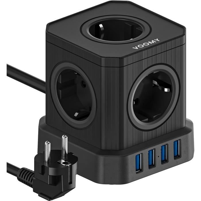 Multiprise Cube 9-En-1 Avec Usb, 5 Prises Avec 4 Ports Usb, Prise Avec ...