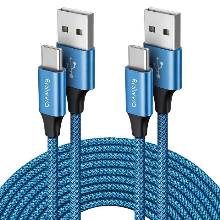 Cable USB C [3m Lot de 2], Long Câble USB Type C Chargeur Rapide ...