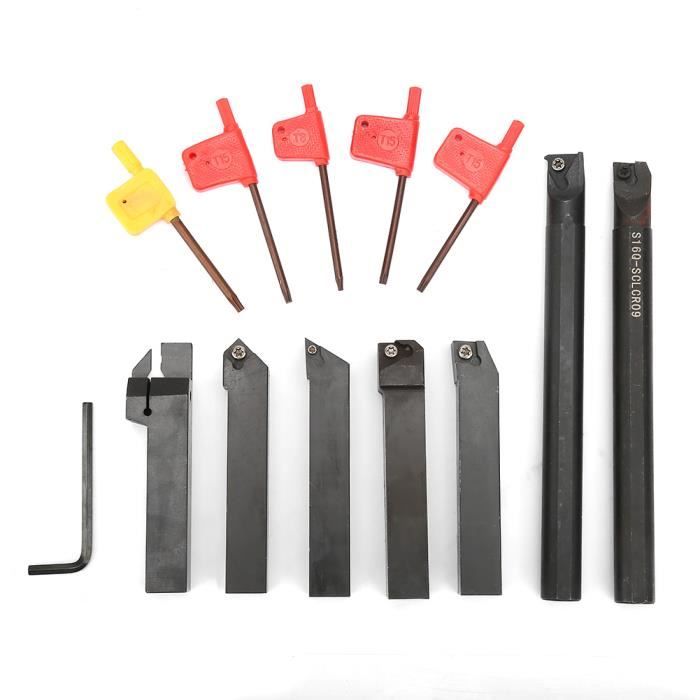 GOTOTOP Tournage ennuyeux de tour 7 pièces 16 mm en acier dur porte-outil de tournage barre d ...