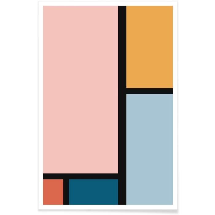 Perspective - Affiche - 40x60 cm - Abstrait & géométrique - Multicolore ...