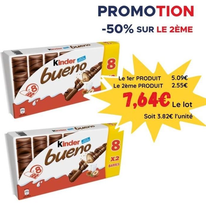 [Lot de 2] Biscuit Kinder bueno x8 - 344g - Cdiscount Au quotidien