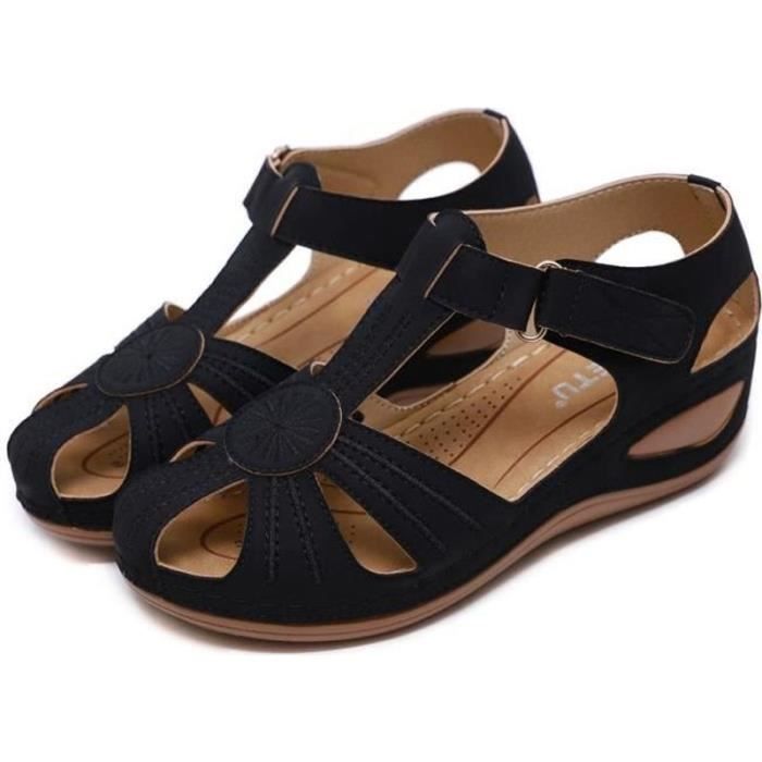 SANDALE - NU-PIEDS Sandales Femme Nu-pieds Cuir Compensé casuel été ...