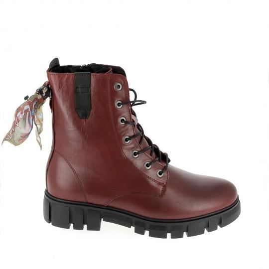 Bottines Femme GOODSTEP - Sibile Rouge - Talon Fin - Cuir Rouge ...