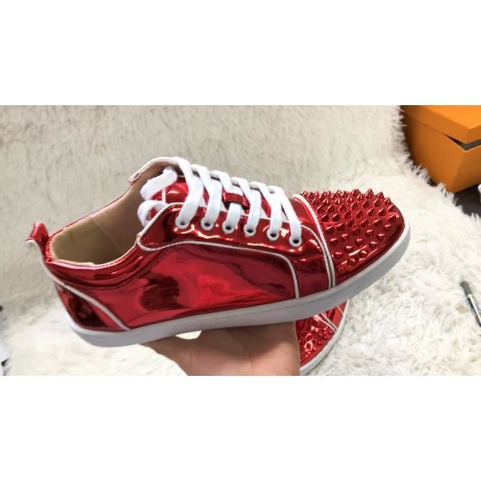 Cuir verni rouge pointes à lacets jeunesse décontracté hommes ...