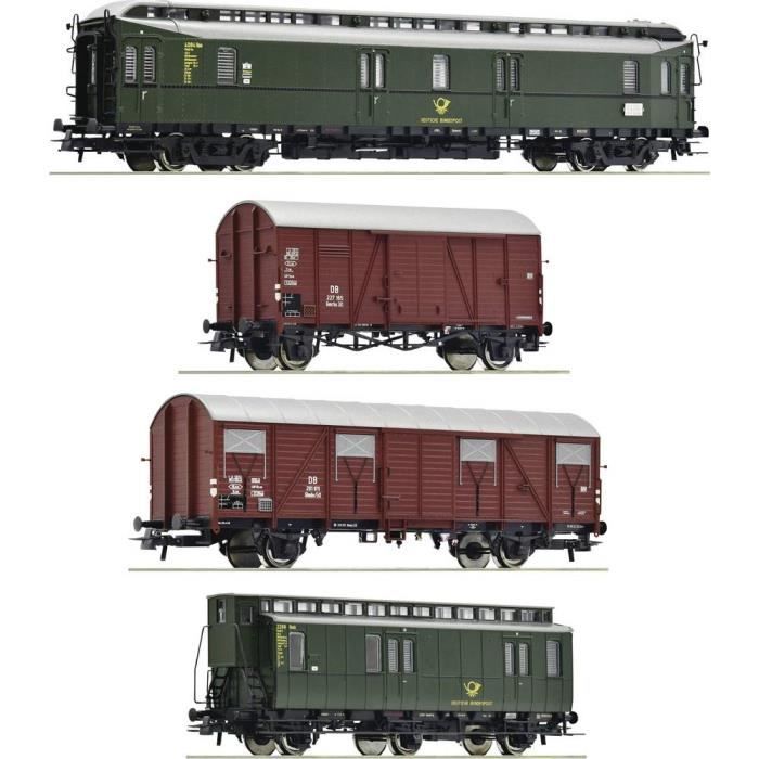 Train miniature - ROCO - Lot de 4 trains de courrier H0 de la DB ...