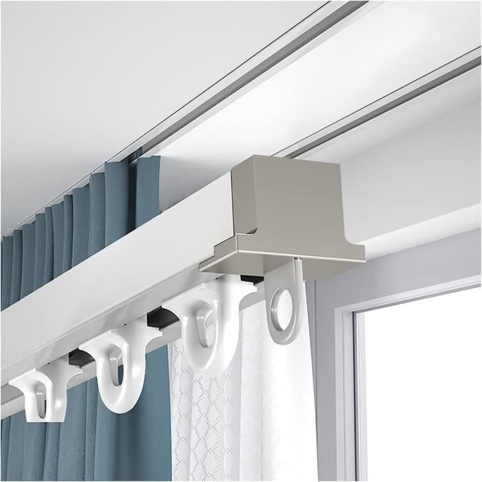 Rail de Rideau Tringle rideau Noir Blanc Rails À Rideaux En Métal ...