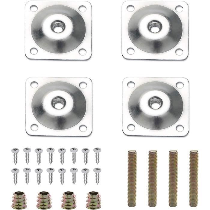 Lot de 4 plaques de fixation pour pieds de meubles, plaques de fixation ...