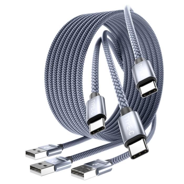 Câble Chargeur Usb Type C 1M-2M-3M 3-Pack,Cordon Charge Nylon Pour ...