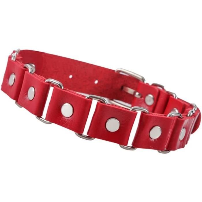 Collier Ras Du Cou Pour Femme Collier Punk En Cuir Pu Noir Rose Rouge ...