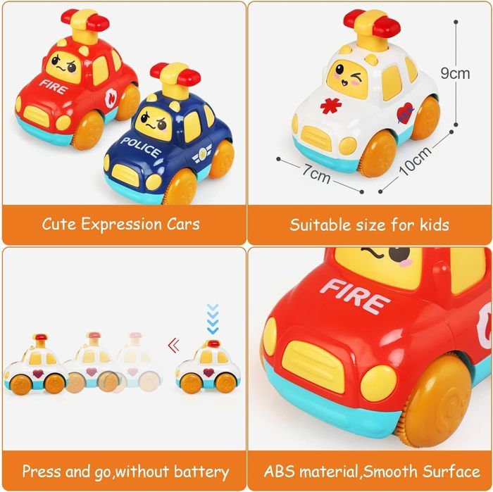 3Pcs Voiture Enfant 2 Ans,Voiture Friction Jouets pour Bébé Press and ...