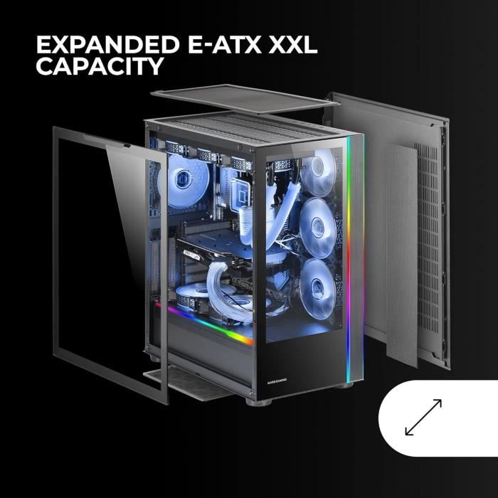 Mars Gaming Mc-Ultra Noir, Tour Gaming Custom Xxl E-Atx, Double Bande ...