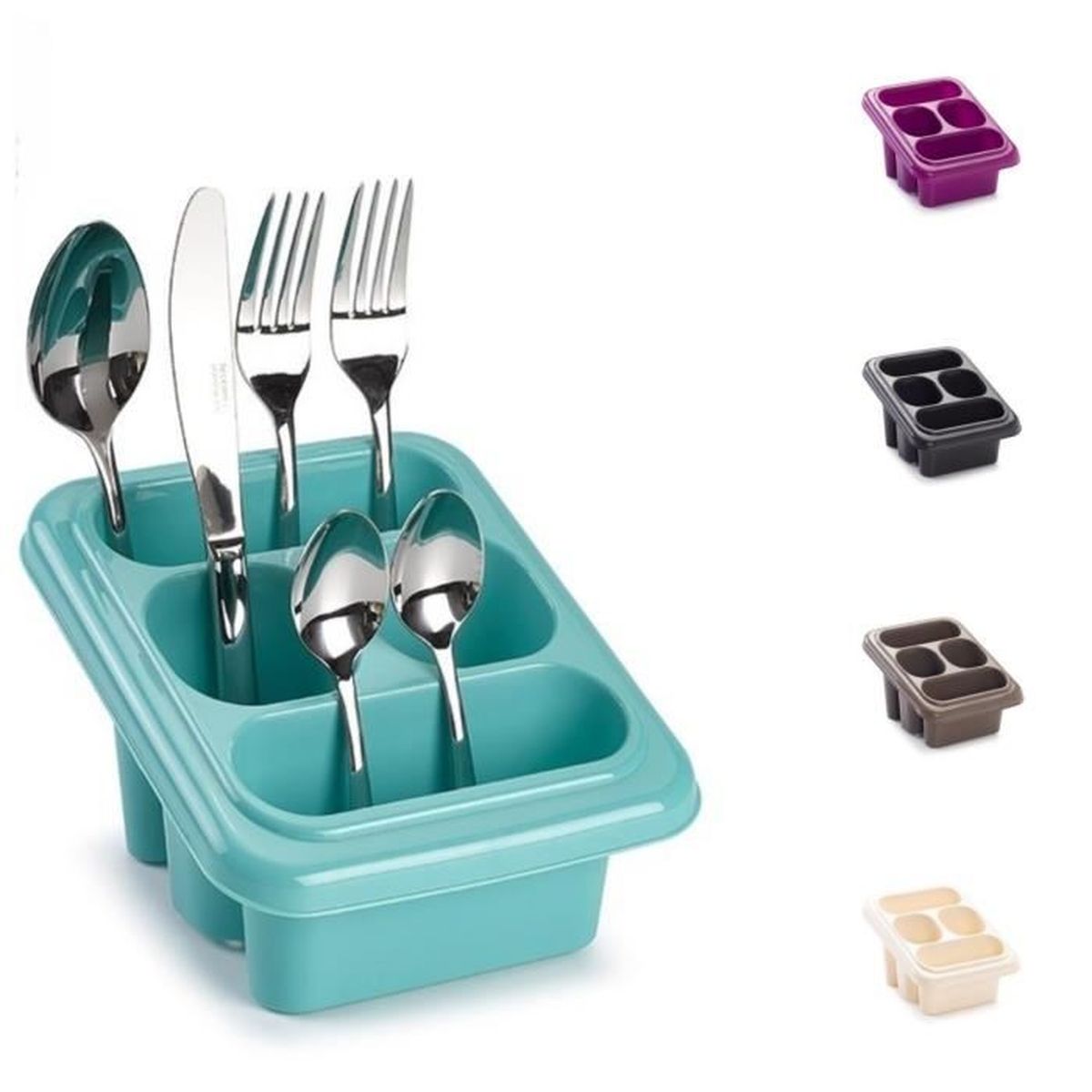 Porte-Couverts 4 Compartiment Rangement en Plastique Égouttoir à ...