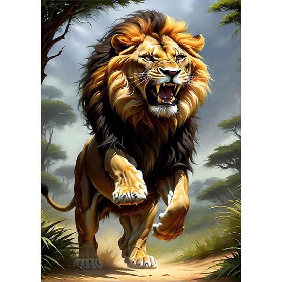 5D Diamond Painting Lion, Kit De Peinture Diamant Complet Animaux, Diy ...