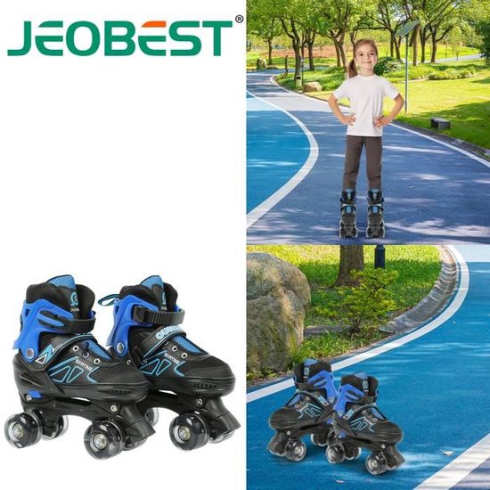JEOBES Patins à roulettes Quad - Bleu Noir - Roues doubles en pvc All ...