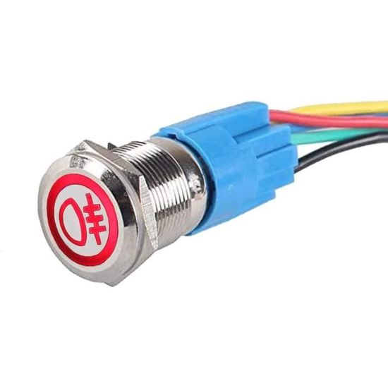 19Mm Rouge Led 12V Acier Inoxydable Bouton Poussoir Voiture Métal ...