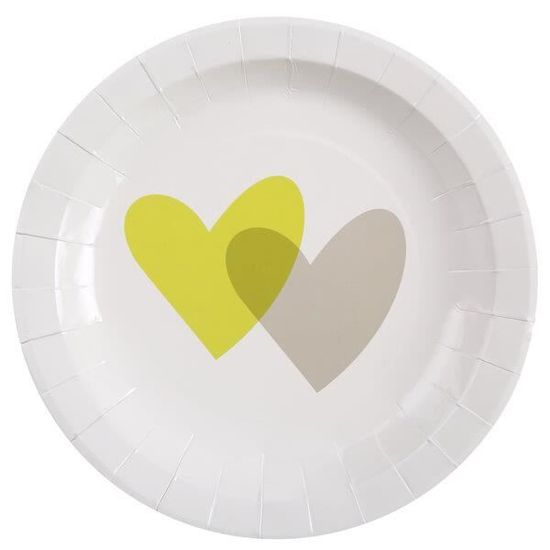 Assiette mariage coeurs vert (x10) R/4495 Matière carton - Cdiscount Maison