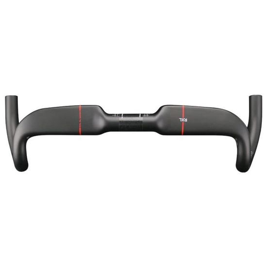 Guidon de route en carbone TRAHOO - Drop 31,8 x 498 mm - Noir/Rouge ...