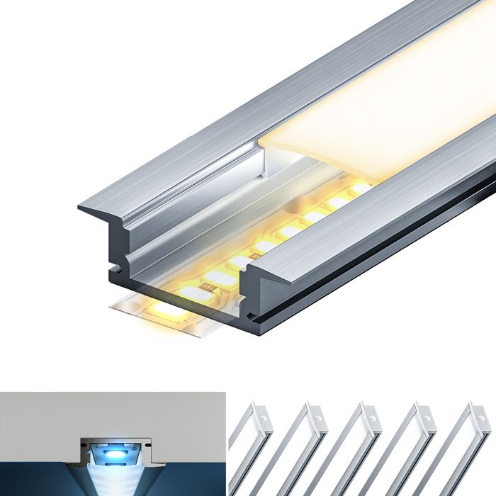KOSOOM Profilo in alluminio per strisce LED,coperchio opaco，dimensioni ...