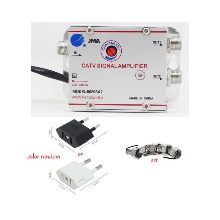 20dB 1 entrée 2 sorties UE - amplificateur antenne tv, Boîtier de télévision numérique CATV 2-3 ...