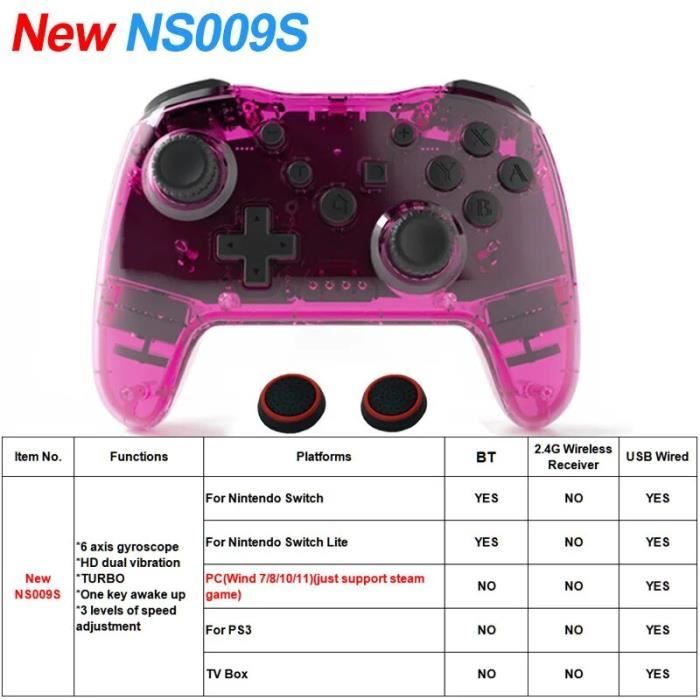 Manette de jeu - AIHONTAI - NS009 - Rouge cristallin - Bluetooth ...