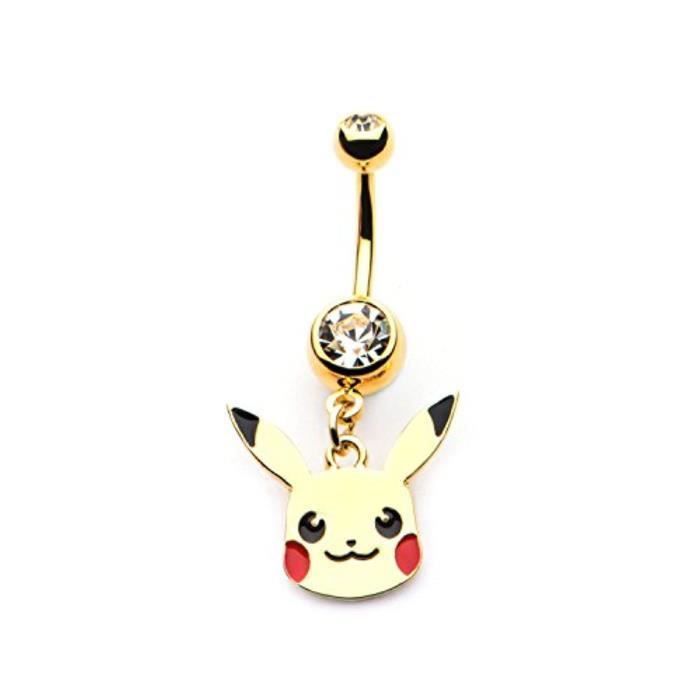 Pokemon Pikachu Lightning Bolt Dangle Charm Belly Button Navel Ring ...