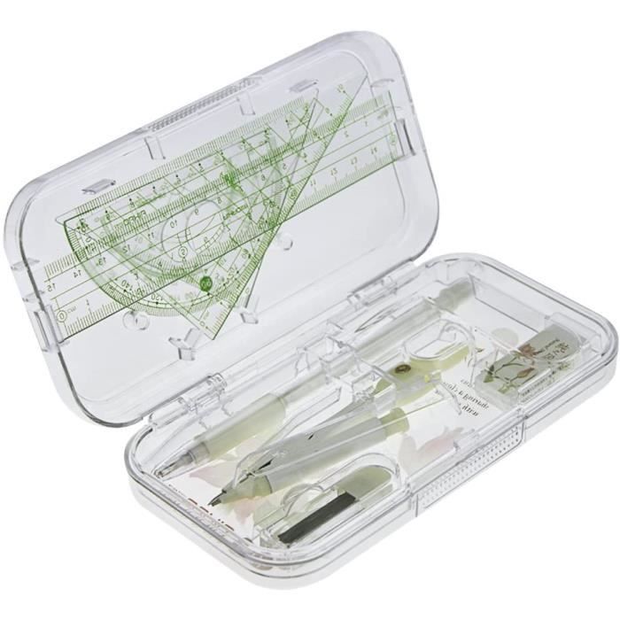 Kit 8 Pièces de Géométrie Coffret de Compas Comprenant Compas,Règle ...