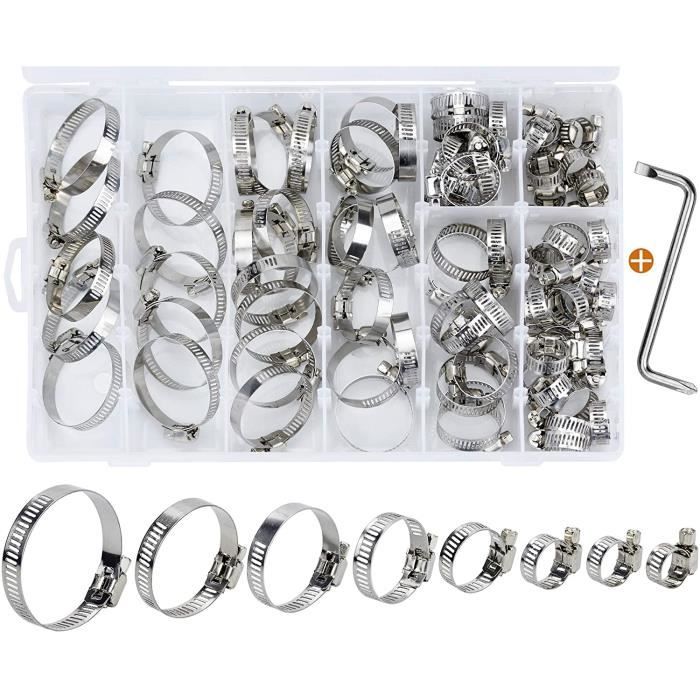 80 Pcs Kit Collier de Serrage Métallique en Inox, 8-34mm Collier de ...