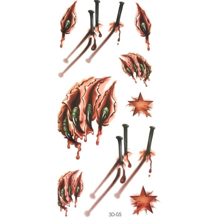 Tatouages éphémères griffe loup garou et clou Tattoo effet 3D - Tatoo ...