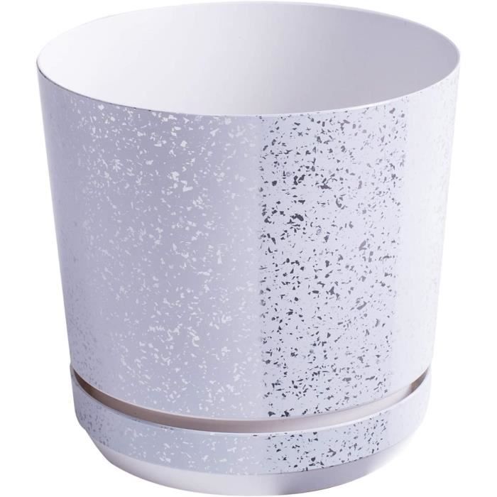 Pot de Fleur - Marbre Blanc 26 cm - Pot en Plastique Solide, Pot de ...