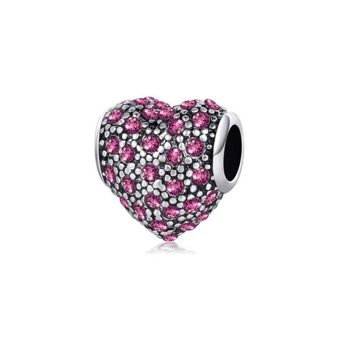 Charms Bead Coeur en Cristal Rose Rouge - Blue Pearls - Achat / Vente ...