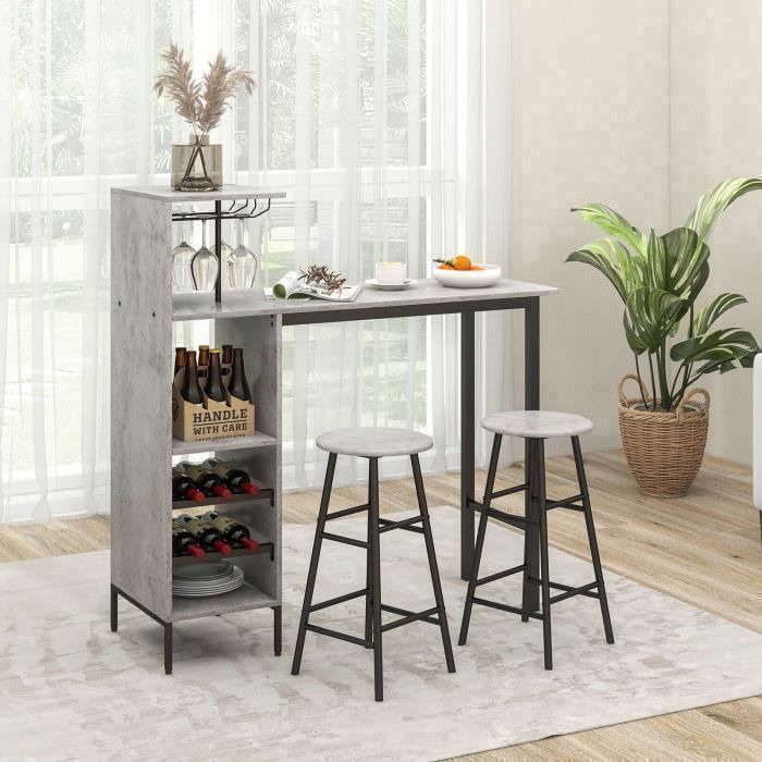 GIANTEX Ensemble Table Haute avec 2 Tabourets de Bar,Mange Debout avec ...