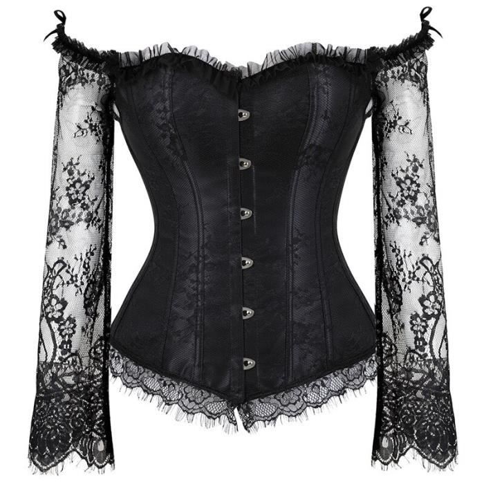 Bustier femme,Top Corset Bustier Lingerie Femme Avec Manches longues ...