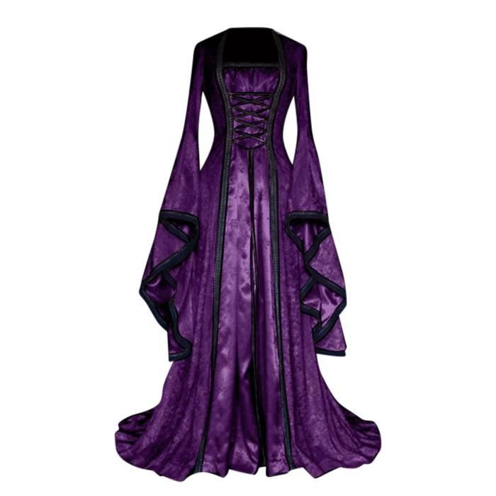 Minetom Robe de princesse longue à manches trompette de style rétro ...