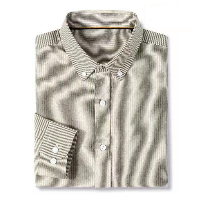 Chemise Homme Slim Fit Col Revers Pur Coton Manches Longues Casual ...