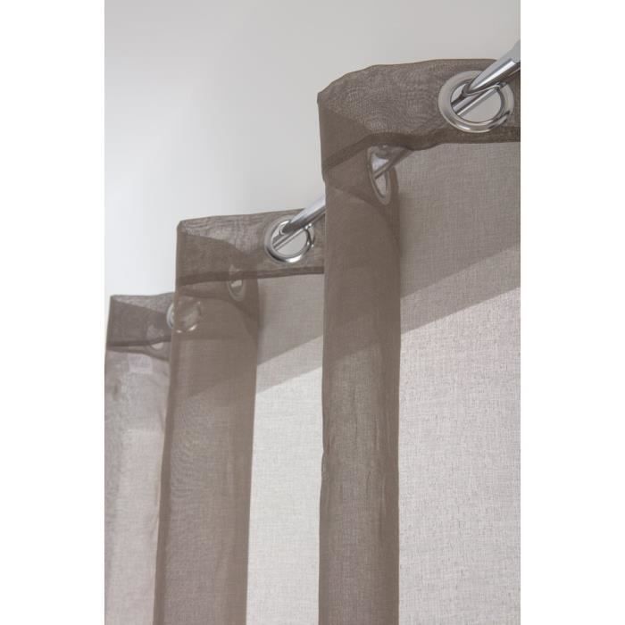Rideau Voilage Classique Simple 140 x 240 cm à Oeillets Uni Marron ...