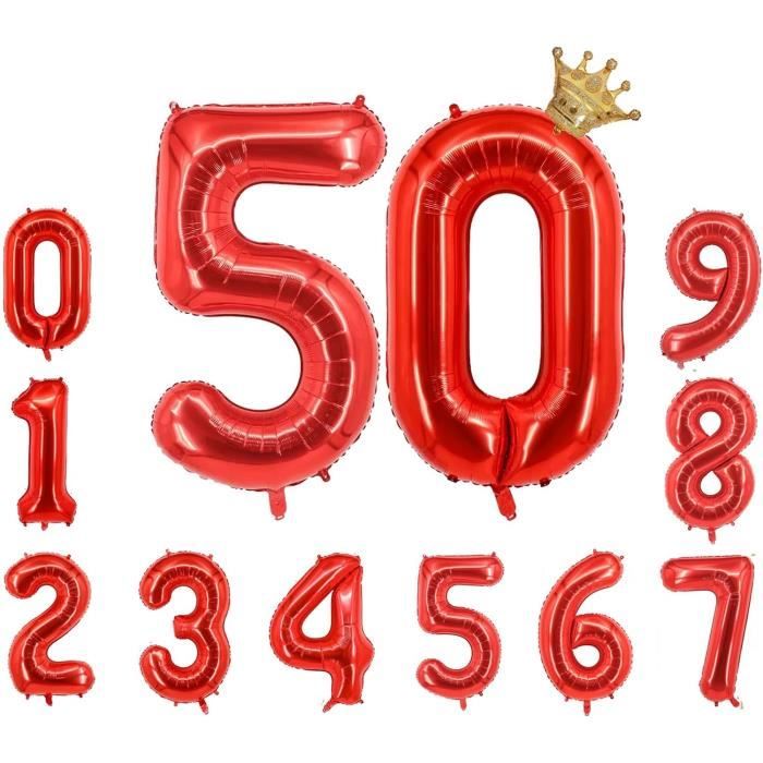 Ballon Chiffre 50 Helium Ballon Anniversaire Rouge Chiffres 50 Ans ...