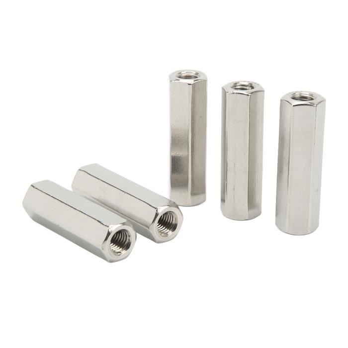 Tbest Écrou d'accouplement hexagonal M10 5 pièces argent M10 écrou d'accouplement hexagonal ...