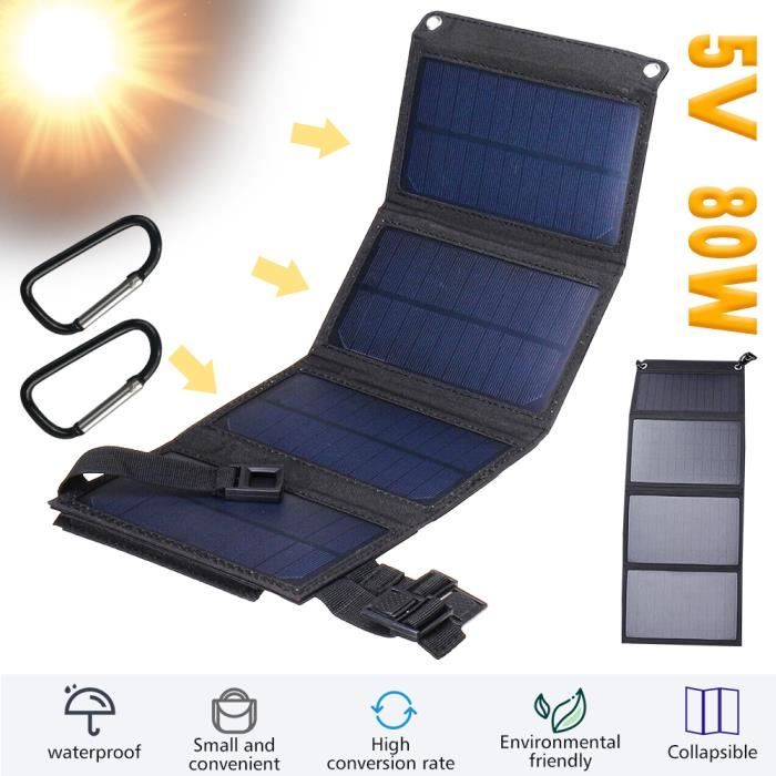 80W USB Panneau Solaire Pliant Power Bank Camping En Plein Air ...