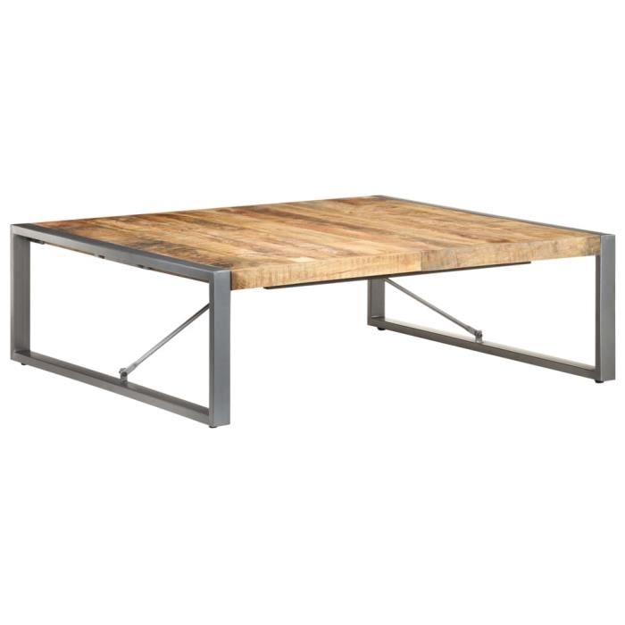 SIB Table basse 120x120x40 cm Bois de manguier brut 7902196671367 ...