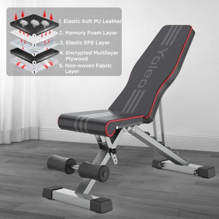 Banc de Musculation Pliable, Table de Fitness Multifonctionnel, Banc ...
