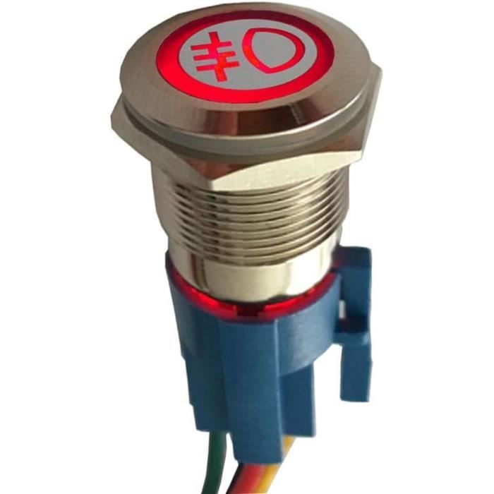 19Mm Rouge Led 12V Acier Inoxydable Bouton Poussoir Voiture Métal ...