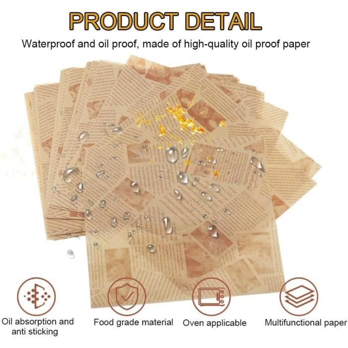 Papier Cuisson Reutilisable,100 PCS Papier Ciré Étanche à La Graisse ...