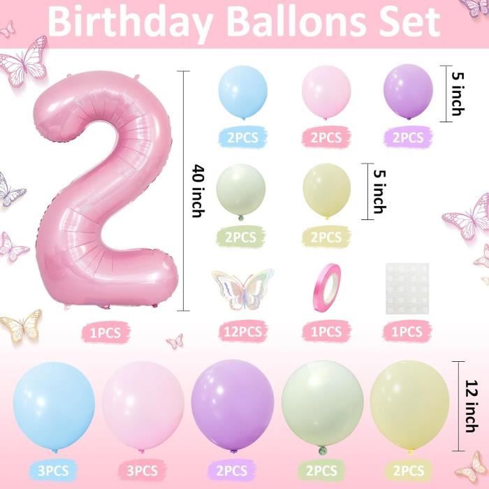 Ballon Roses En Forme De 2, Décoration D'Anniversaire Pour Fille ...