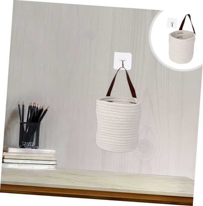 2 Pices Panier Tiss En Corde De Coton Paniers De Rangement Panier En Macram Panier Mural ...