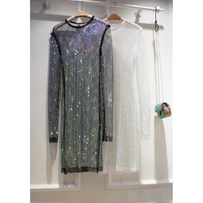Robe,Mini robe de soirée à manches longues pour femme, tenue Sexy ...