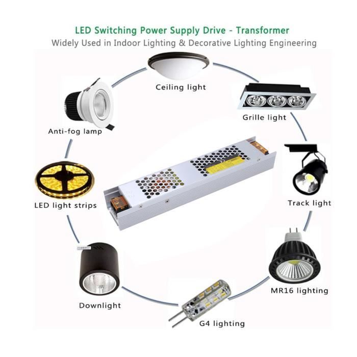 Alimentation pour boîte à lumière LED - QQMORA - 200 W - Alliage d ...