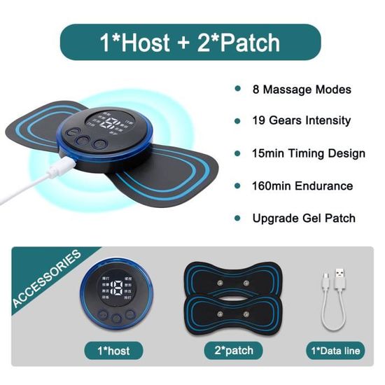 1Hôte 2Patch-Ohio eur électrique à impulsions EMS avec écran LCD, patch ...